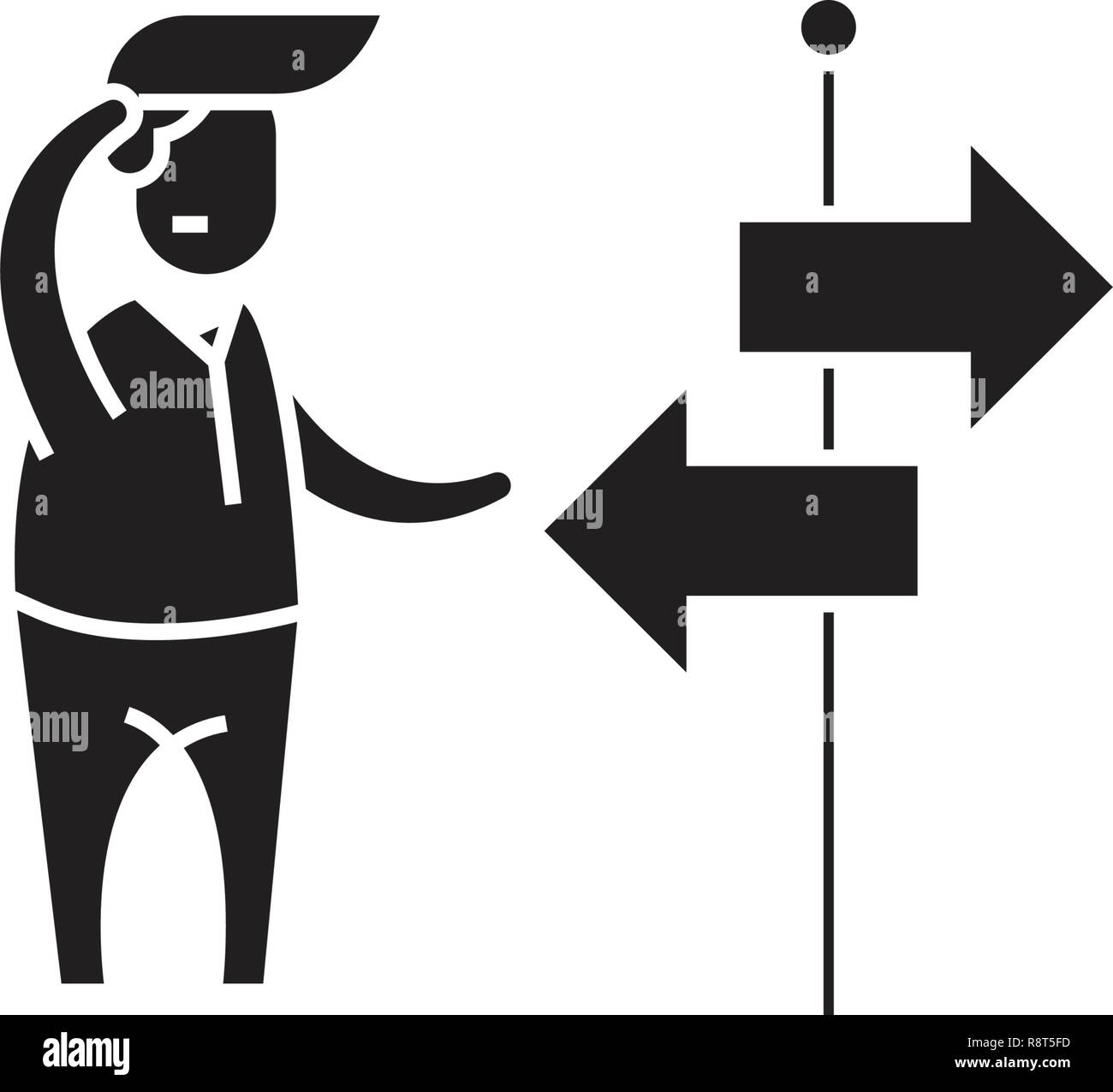 Choosing way black vector concept icon. Choosing way flat illustration ... Choosing way black vector concept icon. Choosing way flat illustration ...