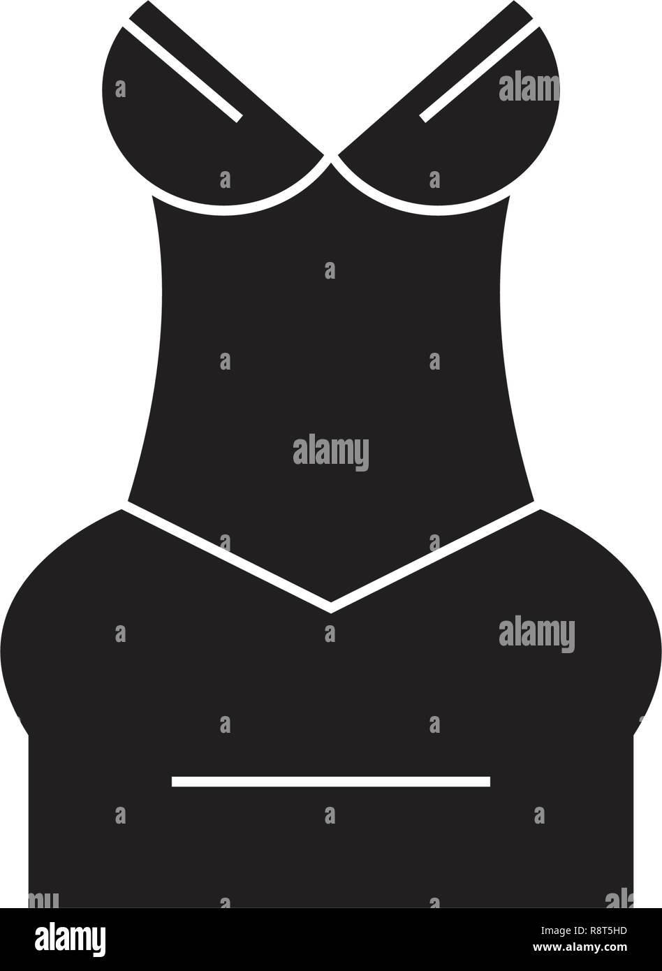 Cocktail dress black vector concept icon. Cocktail dress flat ...