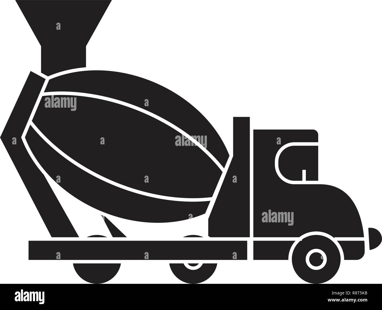 Concrete mixer black vector concept icon. Concrete mixer flat ...