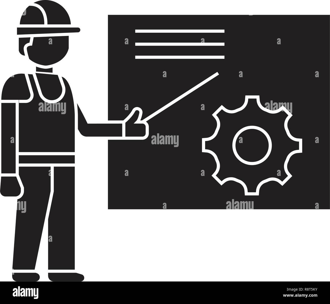 Construction manager black vector concept icon. Construction manager ...