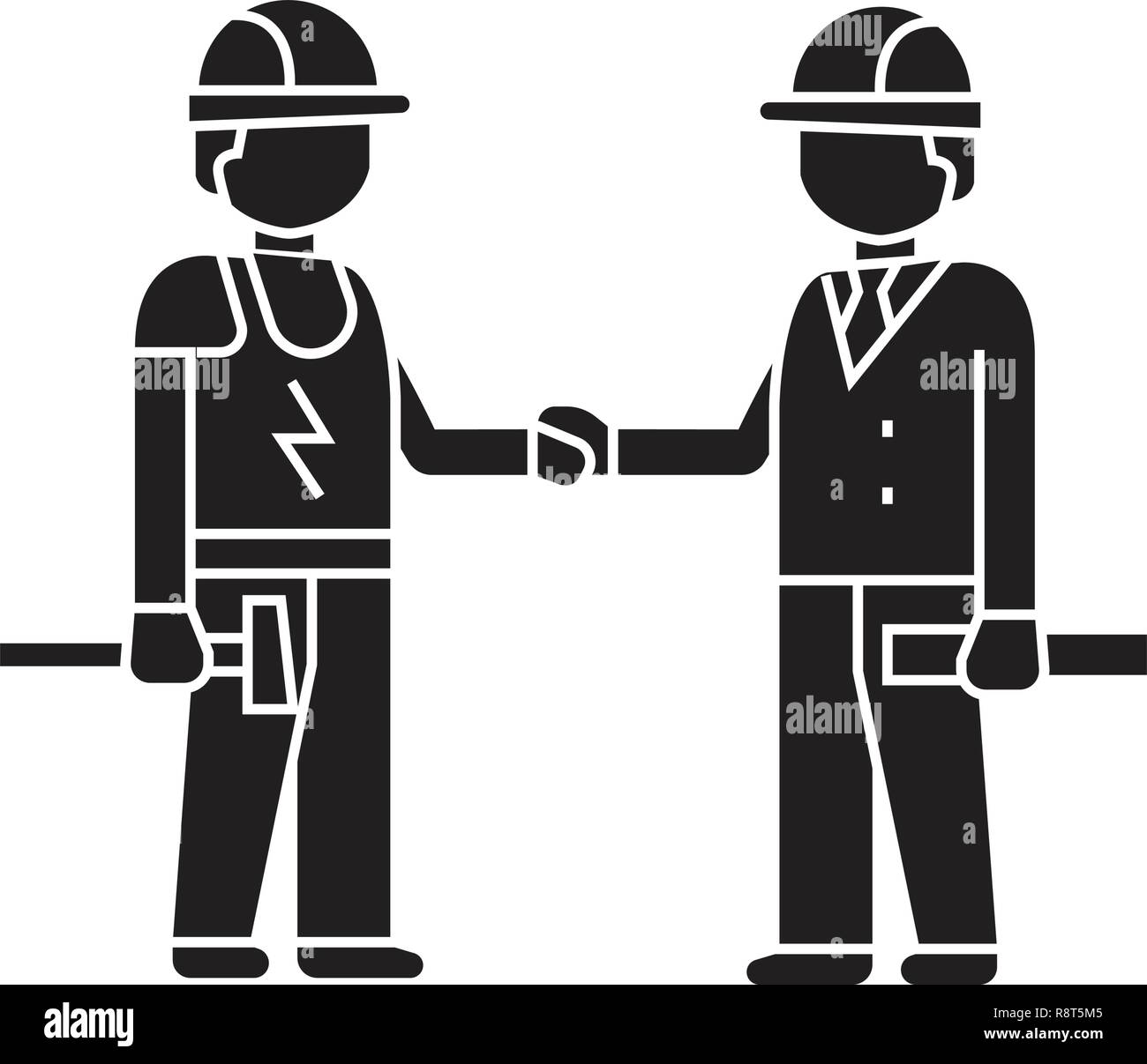 Construction partnership black vector concept icon. Construction ...