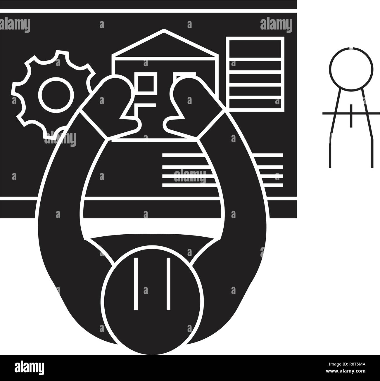 Construction project manager black vector concept icon. Construction ...