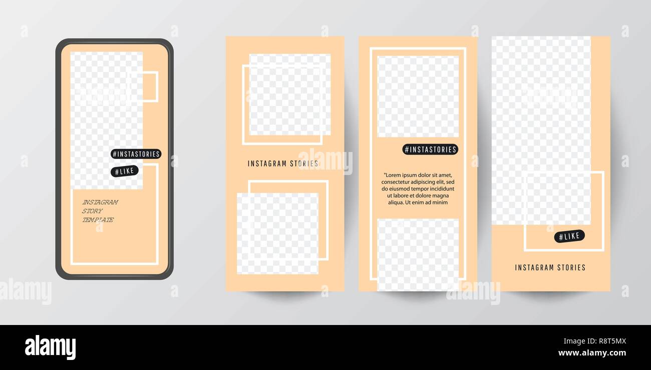 Editable story template collection with trend color and triangular ...