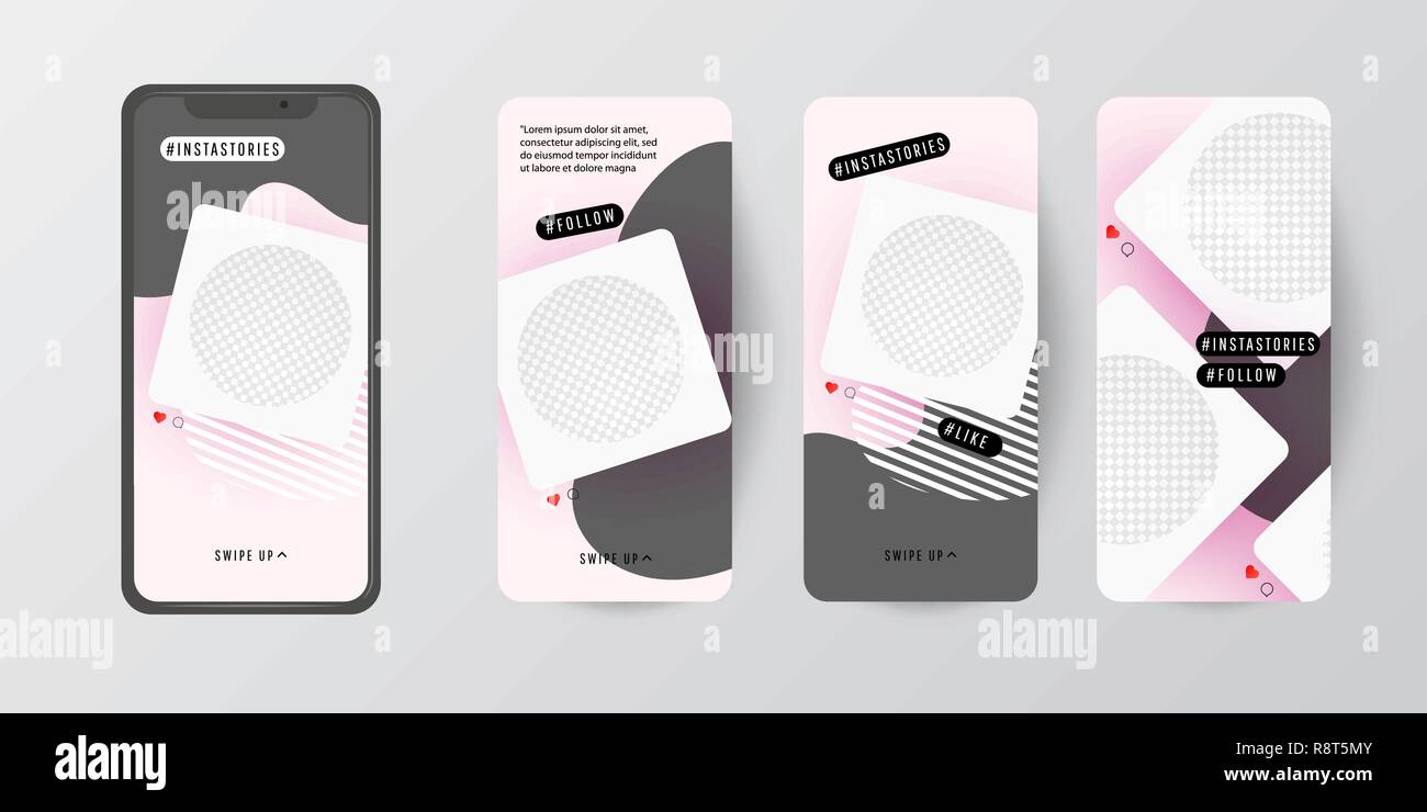Editable story template collection with trend color and triangular ...