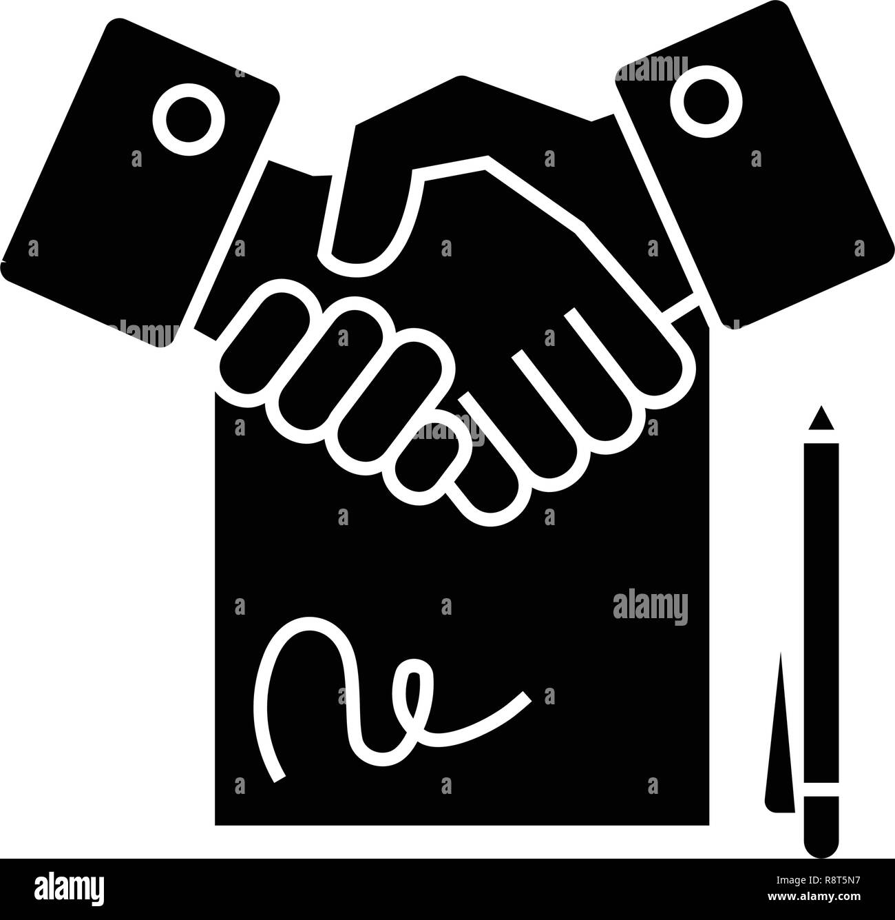 Contract black vector concept icon. Contract flat illustration, sign ...