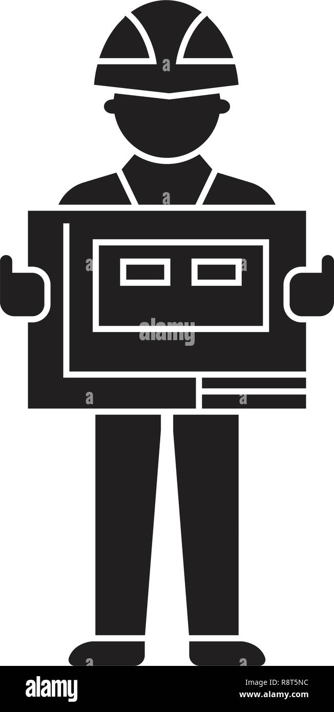 Contractor black vector concept icon. Contractor flat illustration ...