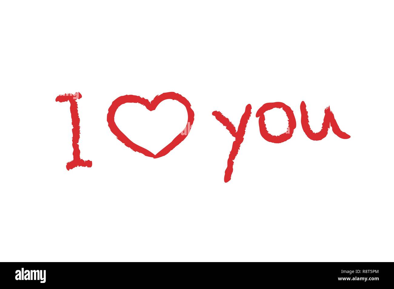 I love you red lettering text with red heart vector illustration Stock ...