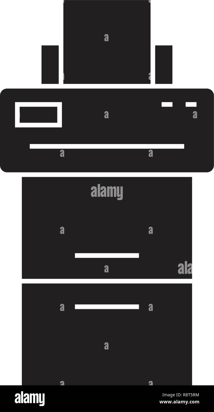 Copy machine black vector concept icon. Copy machine flat illustration ...