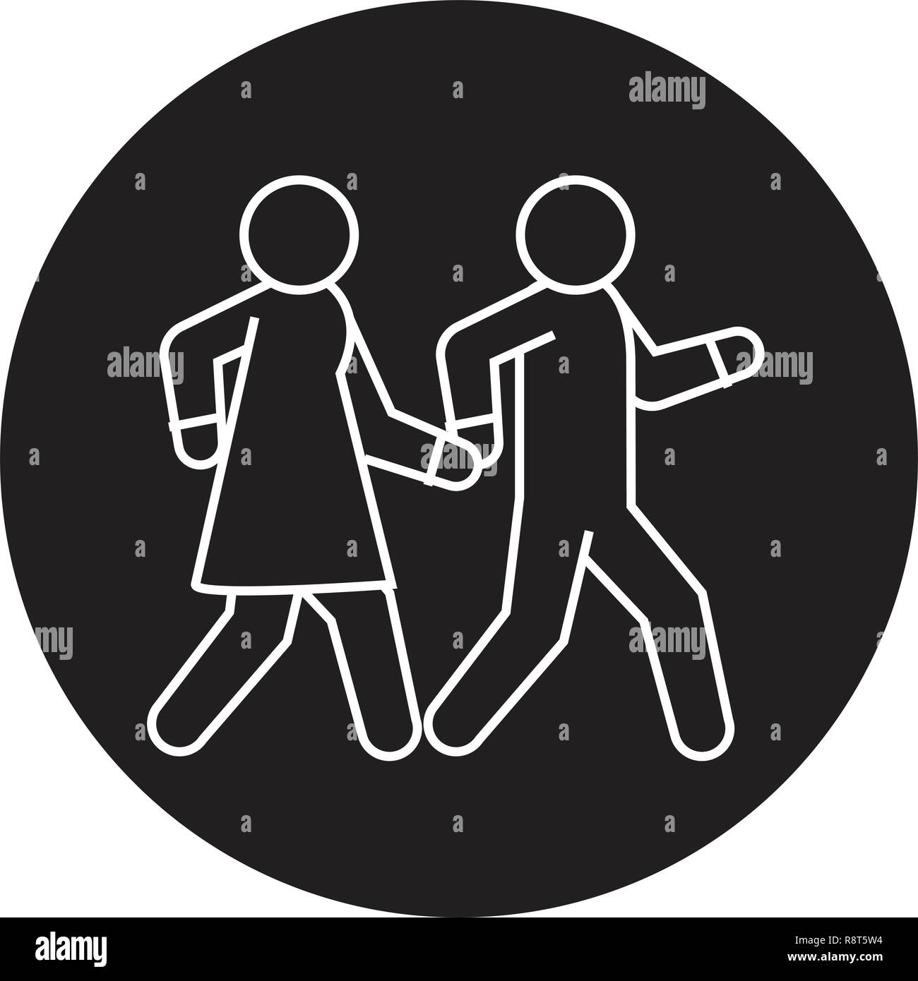 Couple walks holding hands together black vector concept icon. Couple ...