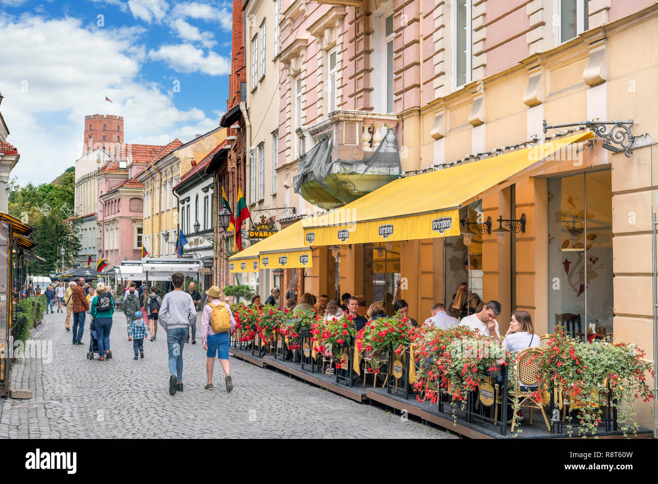 Restaurant and shops on Pilies Street (Pilies Gatvė) in the Old Town ...