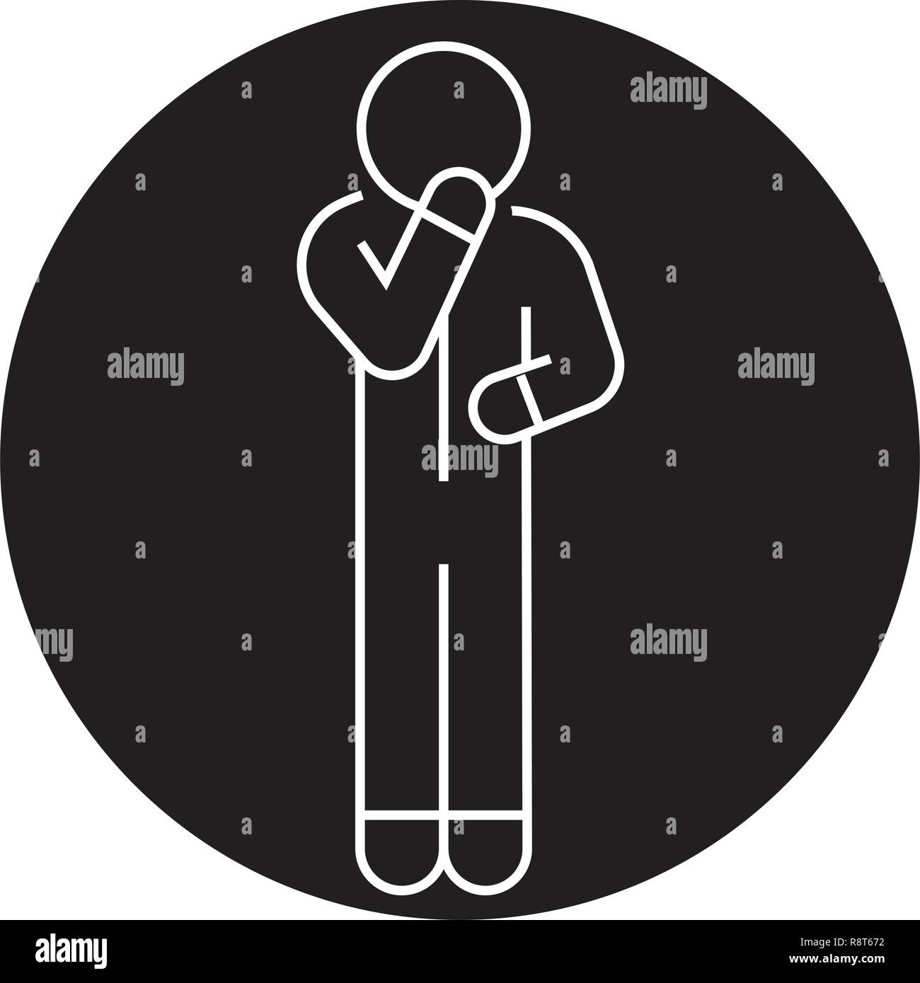 Doubt man black vector concept icon. Doubt man flat illustration, sign ...