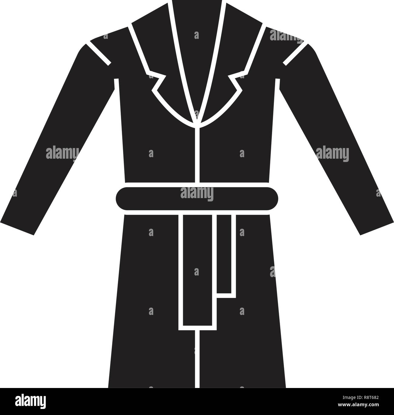 Dressing gown black vector concept icon. Dressing gown flat ...