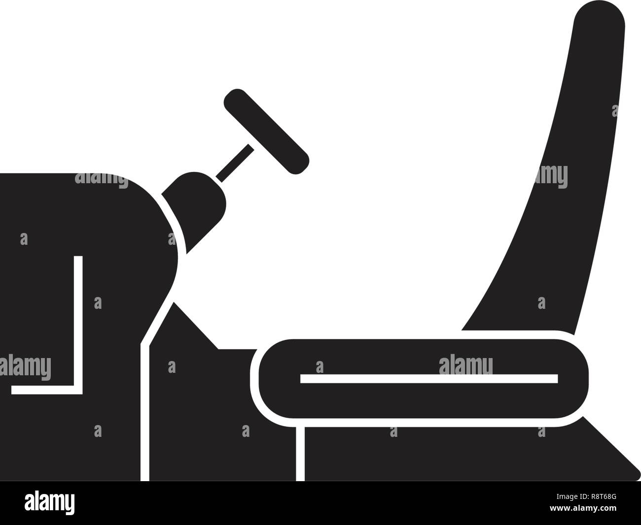 Driver cabin black vector concept icon. Driver cabin flat illustration ...