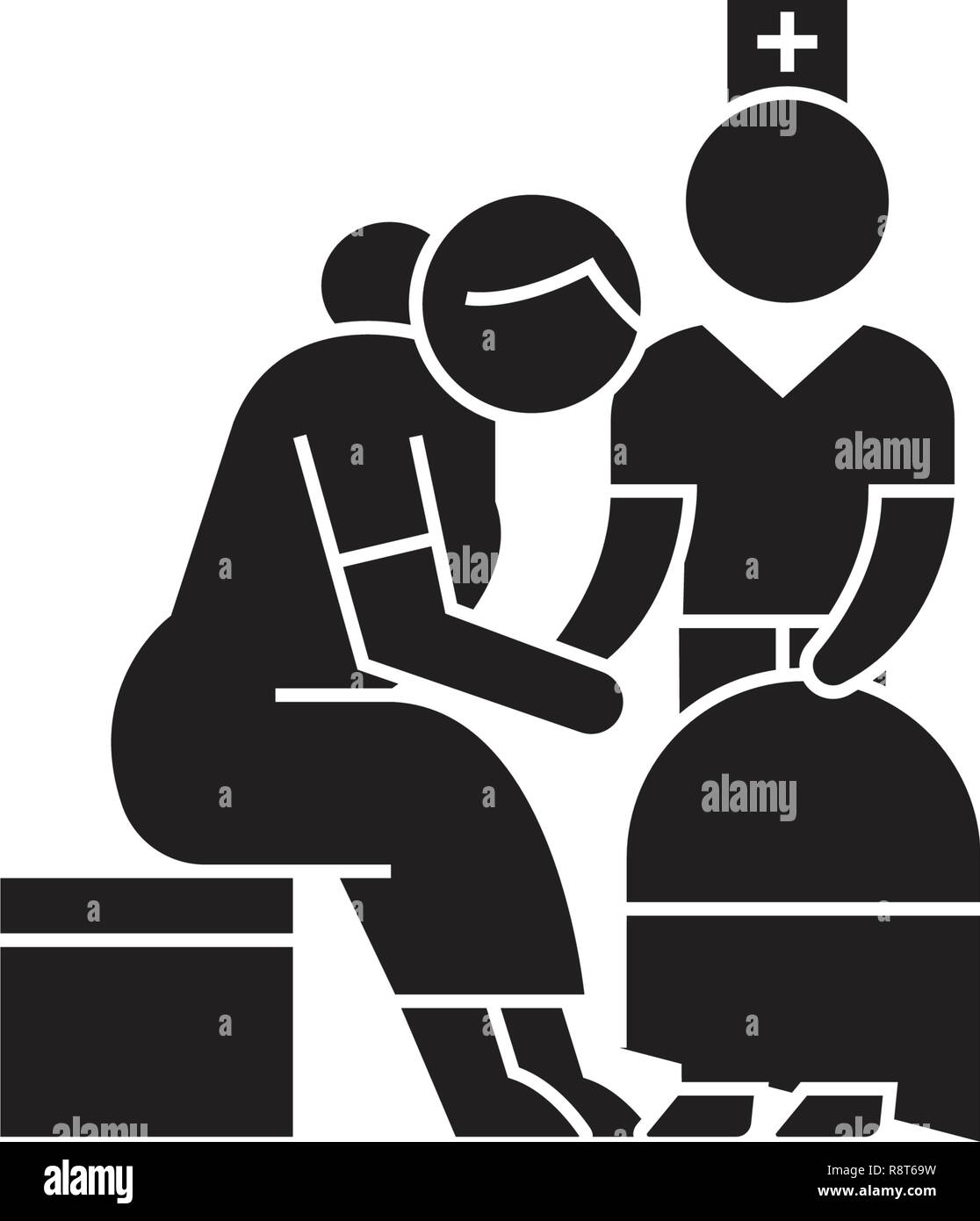 Elderly Care Black Vector Concept Icon Elderly Care Flat Illustration