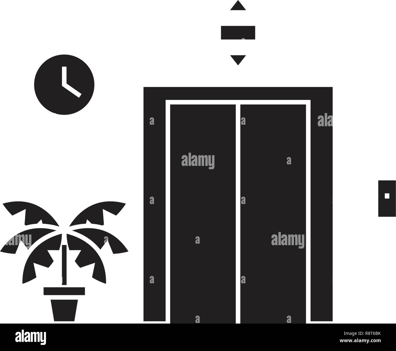 Elevator entrance black vector concept icon. Elevator entrance flat ...