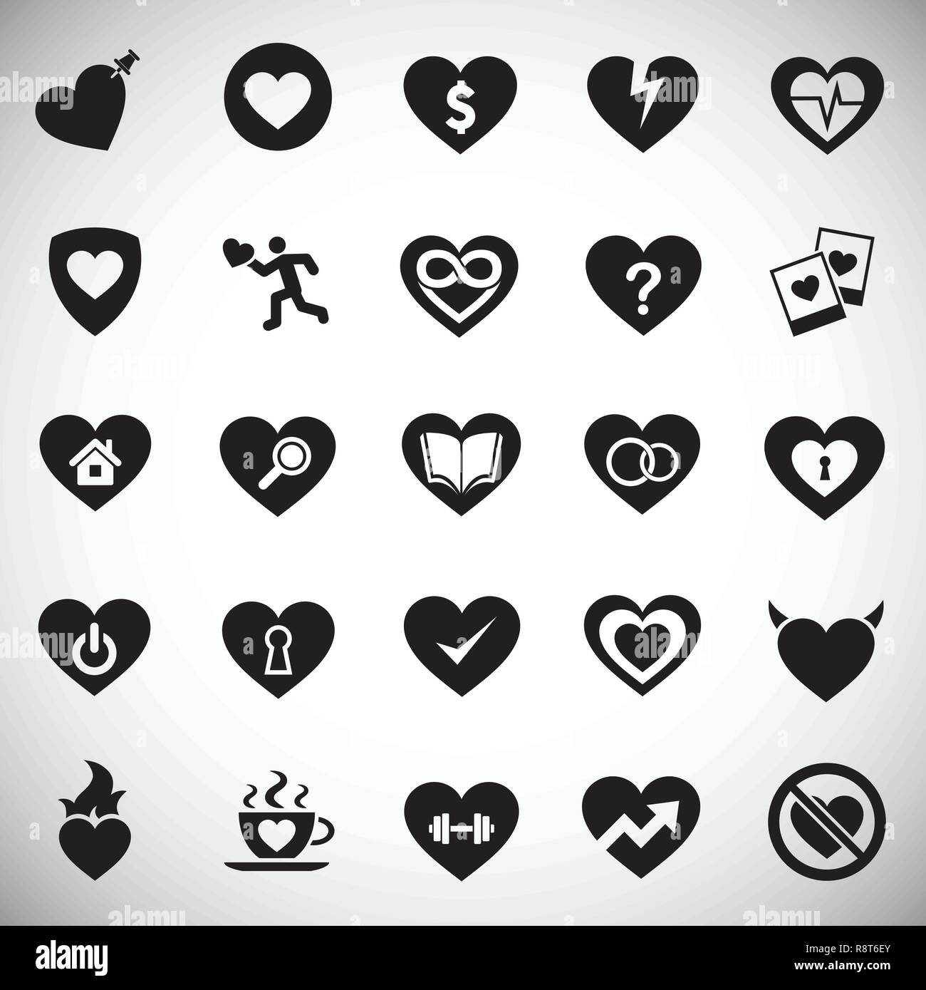 Heart icon set on white background for graphic and web design, Modern ...