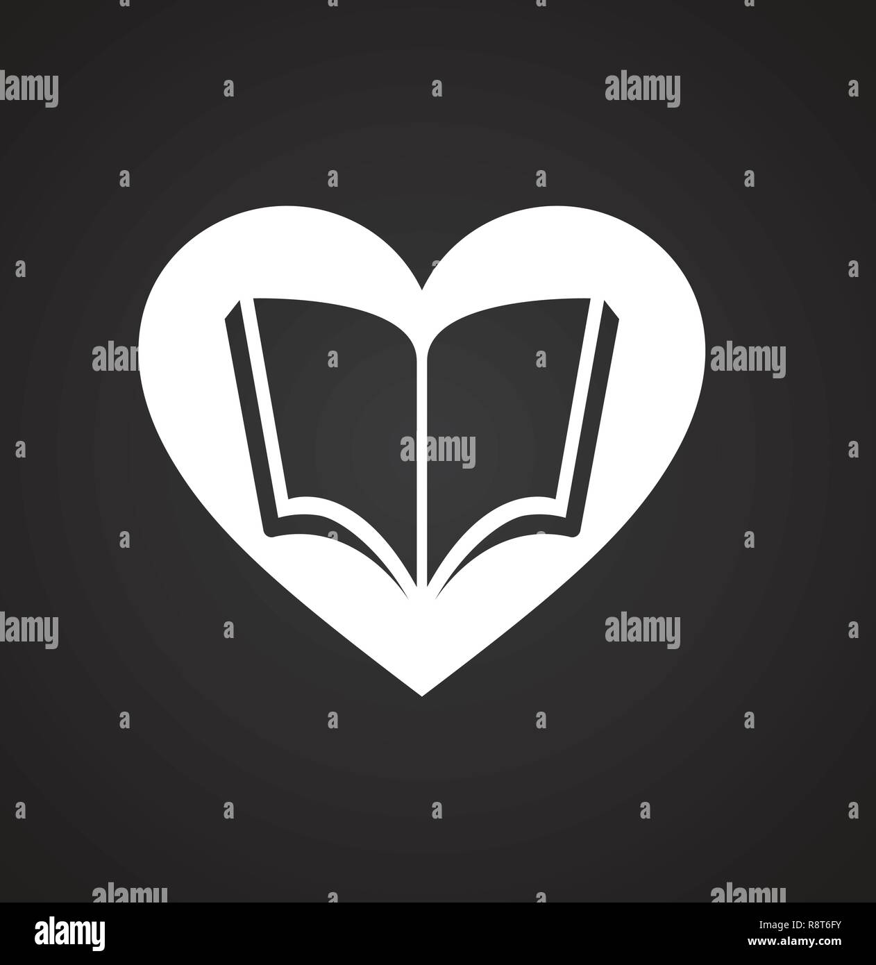 Heart with book icon on black background for graphic and web design ...