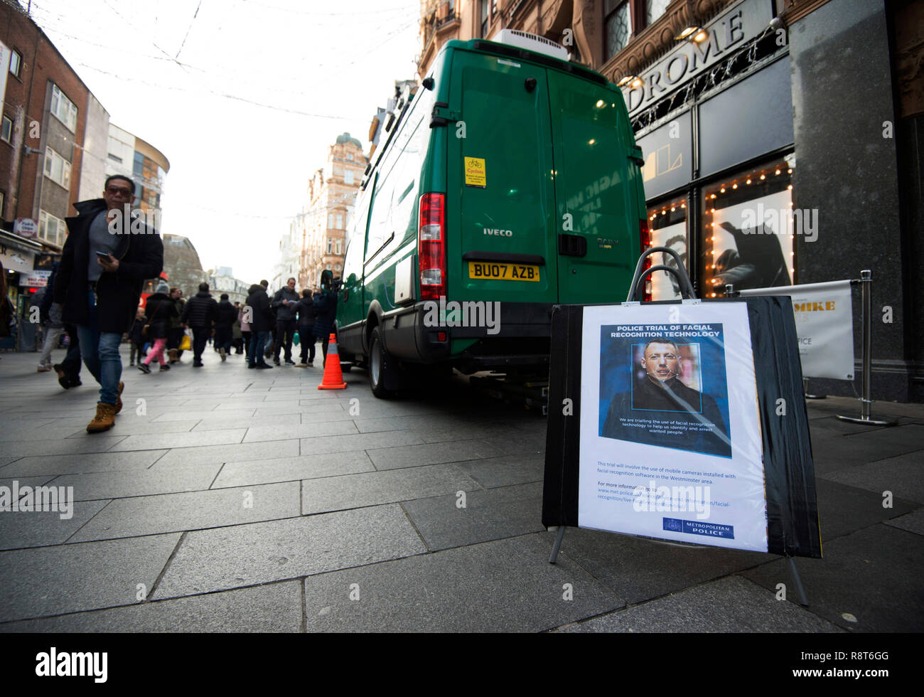 Facial Recognition Technology in use in Leicester Square, London Stock ...