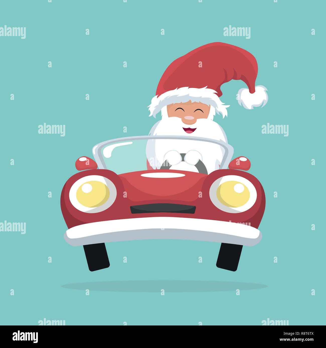 Christmas card of Santa Claus driving his car Stock Vector Image & Art ...