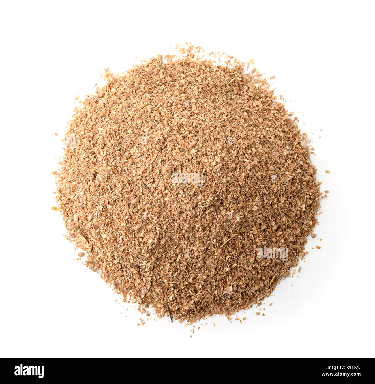 Top view of bran flour pile isolated on white Stock Photo - Alamy