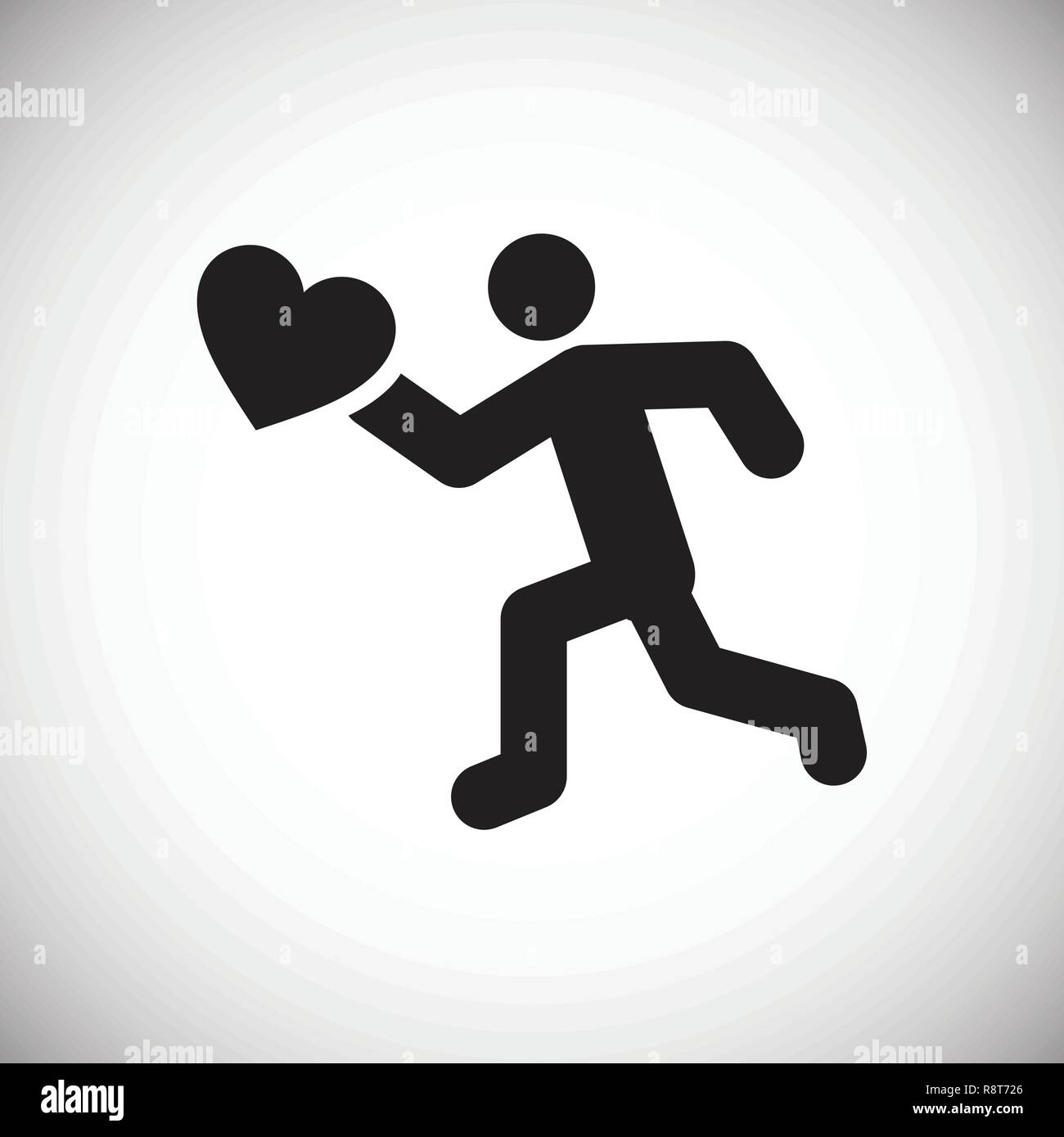Running man with heart icon on white background for graphic and web ...