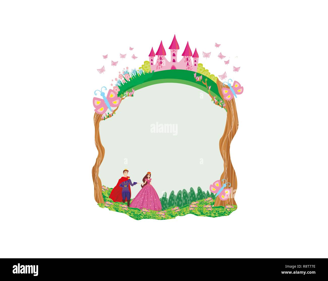 Beautiful prince and princess in the garden - frame Stock Vector Image ...