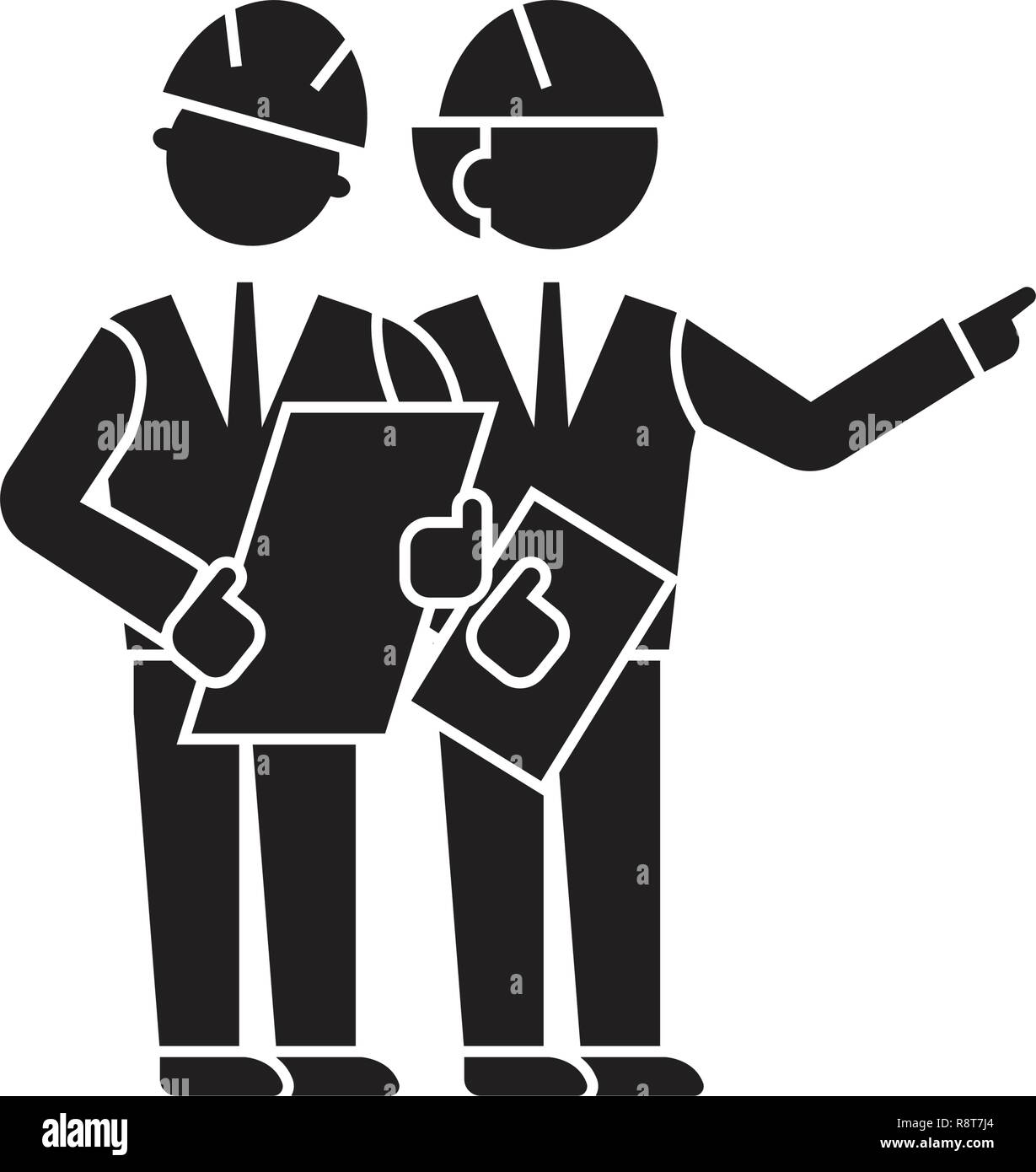 Engineering team black vector concept icon. Engineering team flat ...