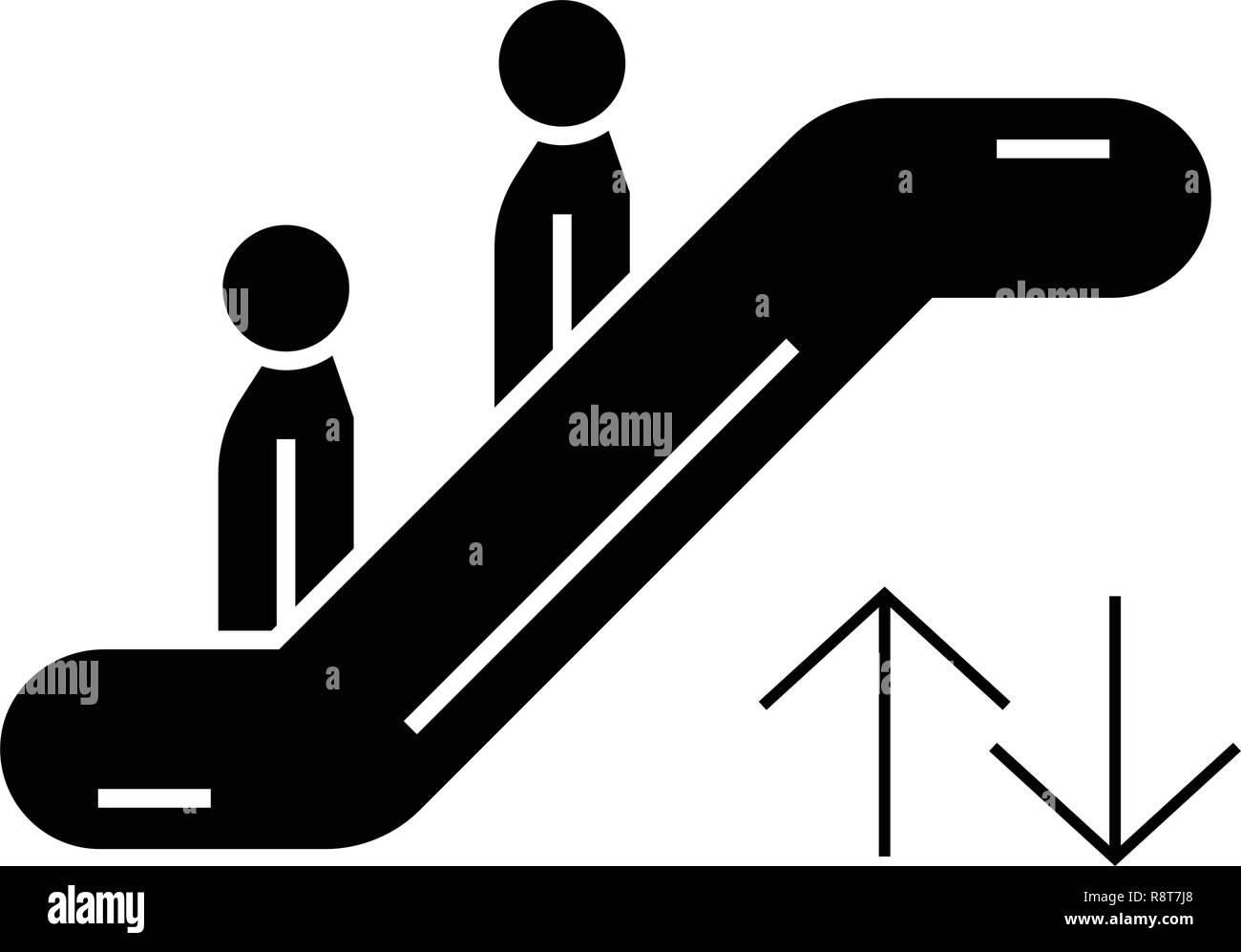 Escalator black vector concept icon. Escalator flat illustration, sign ...