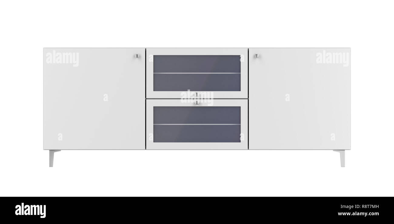 Tv stand isolated on white background, front view Stock Photo - Alamy