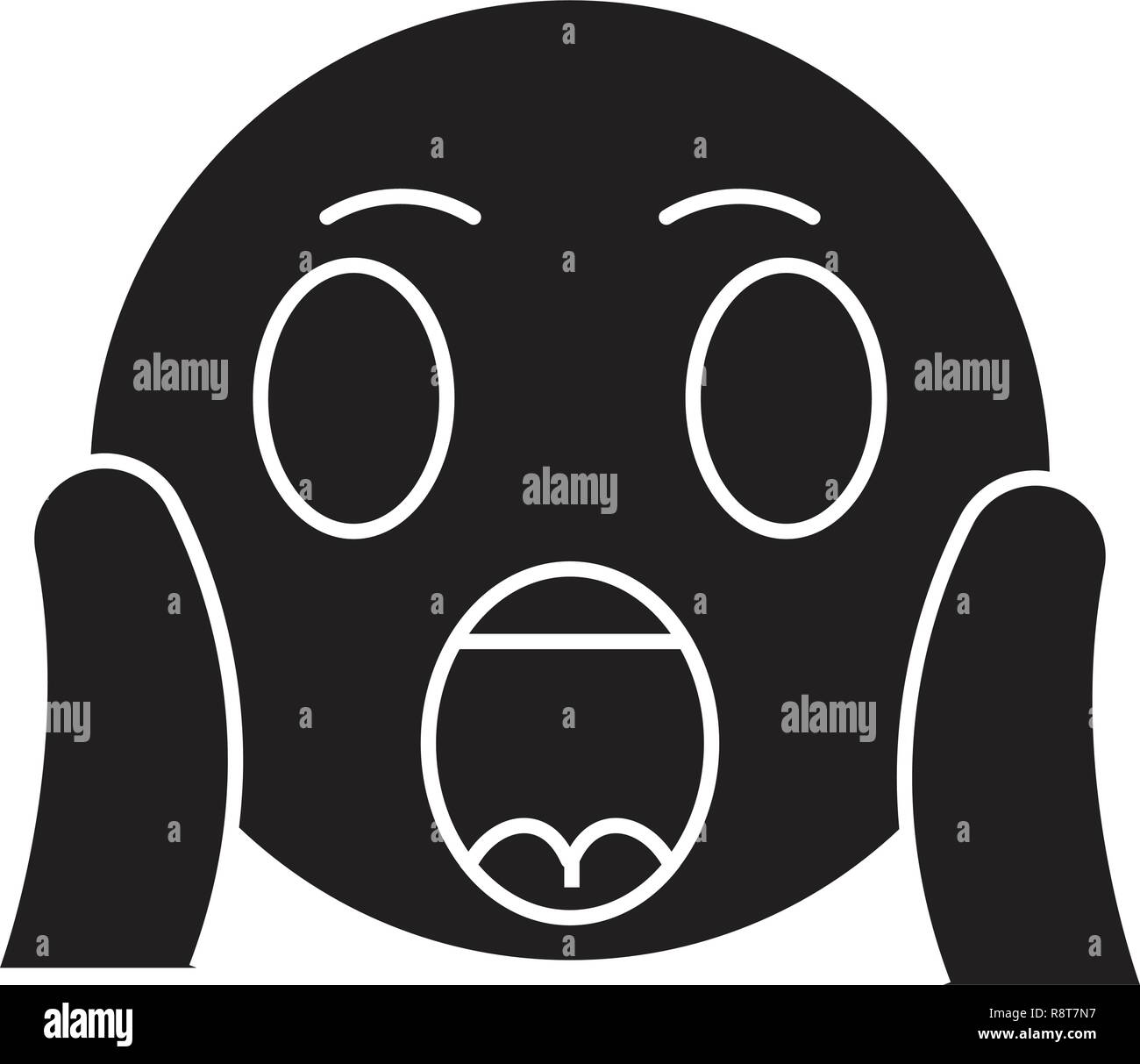 Face screaming emoji black vector concept icon. Face screaming emoji ...