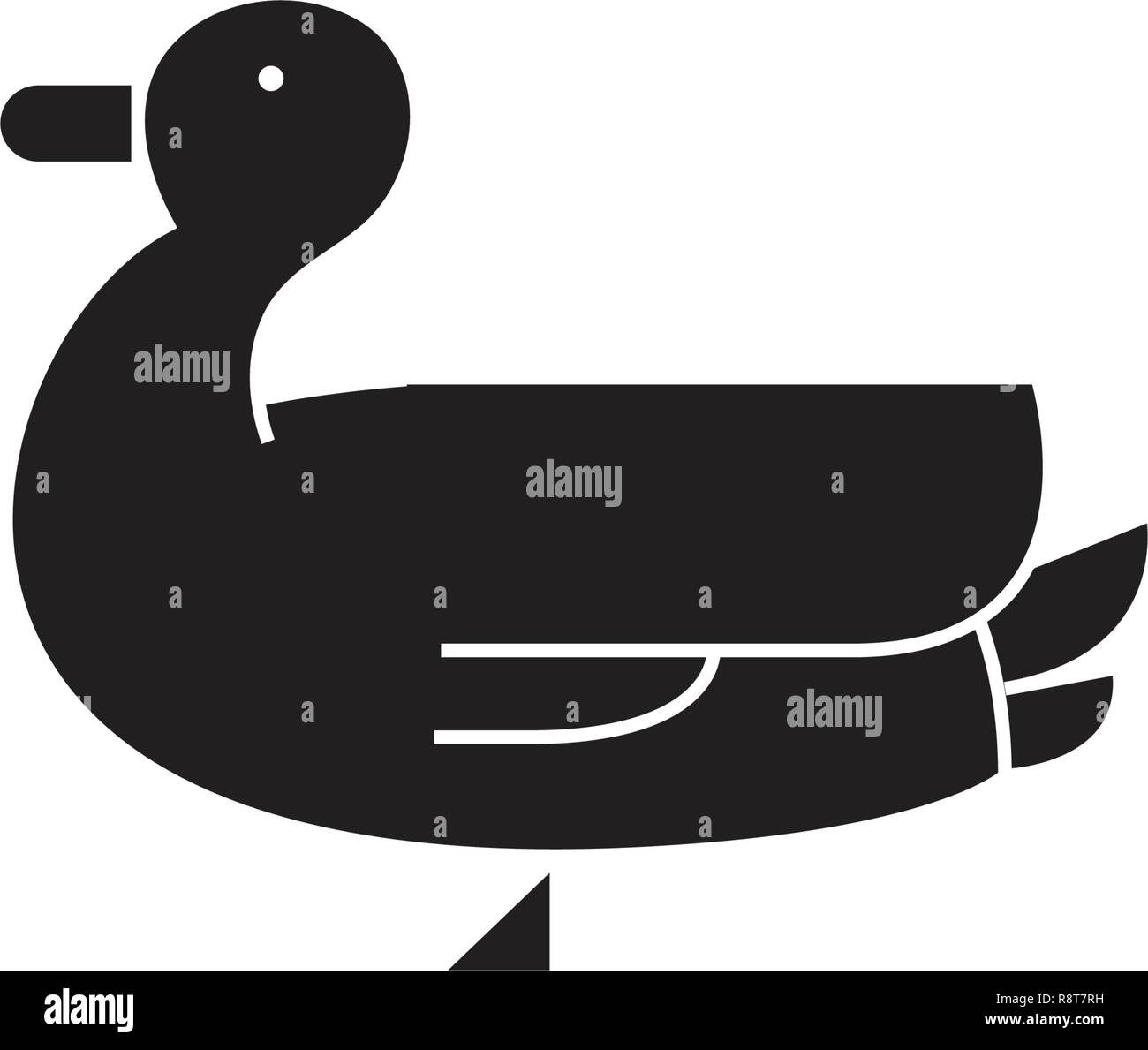 Farm duck black vector concept icon. Farm duck flat illustration, sign ...