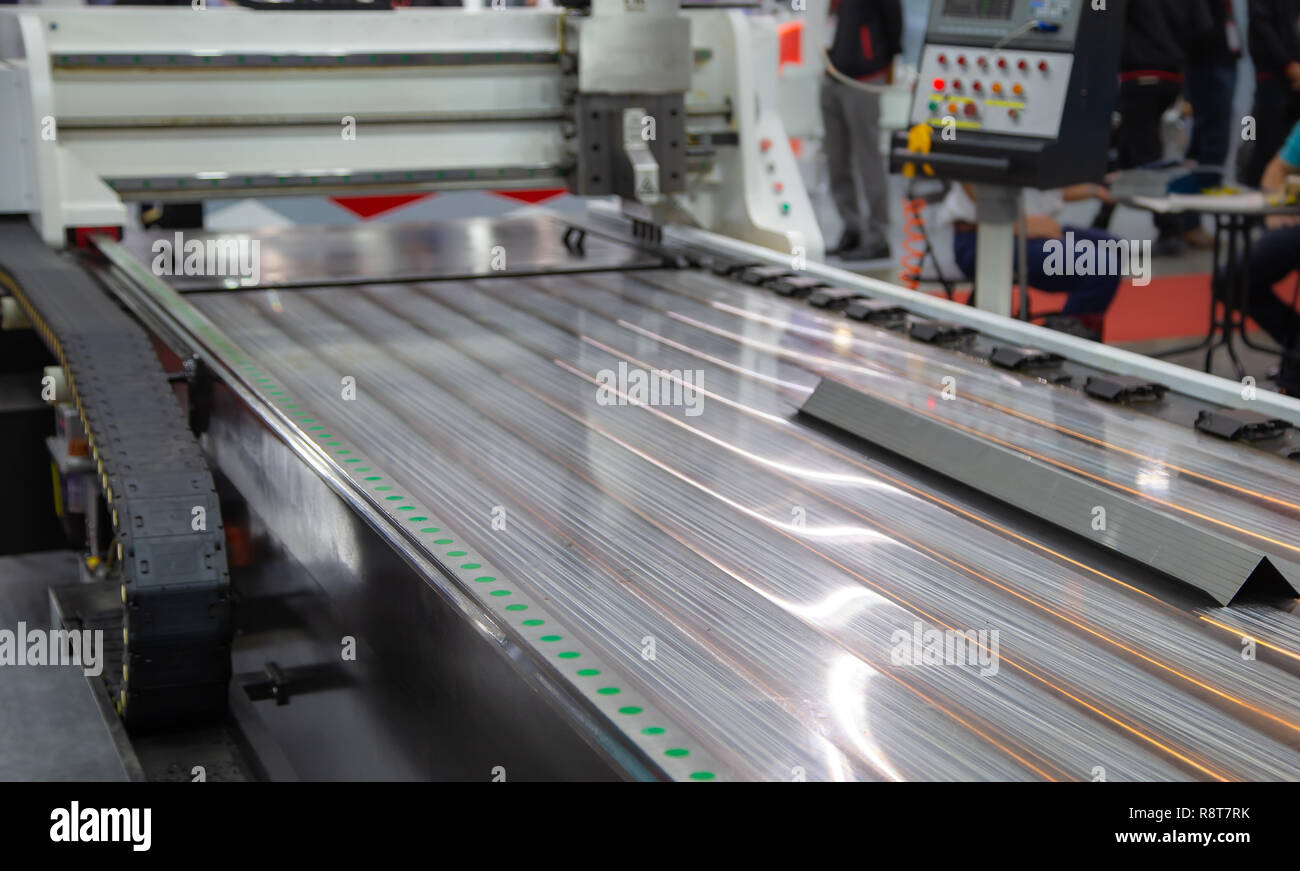 CNC horizontal sheet slotting machine, Industrial machining Stock Photo ...
