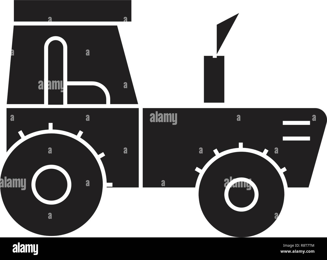 Farm tractor black vector concept icon. Farm tractor flat illustration ...