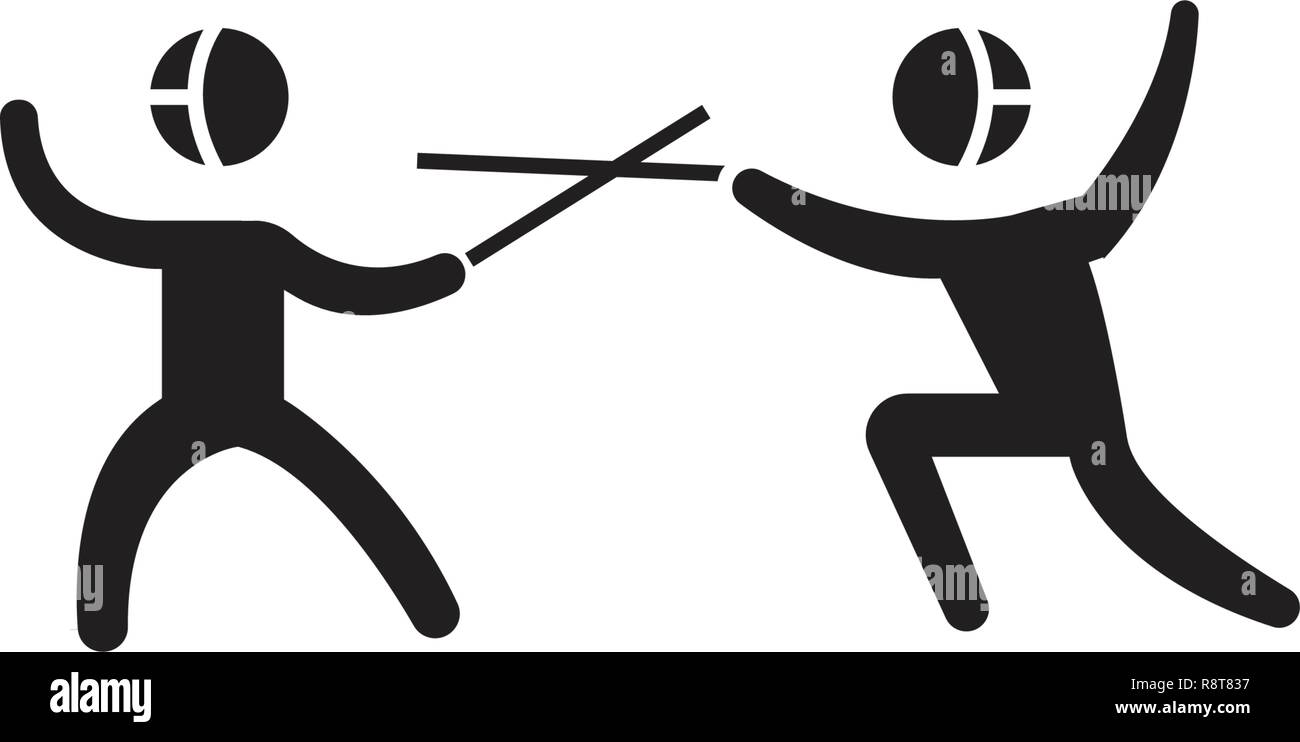 Fencing sport black vector concept icon. Fencing sport flat ...