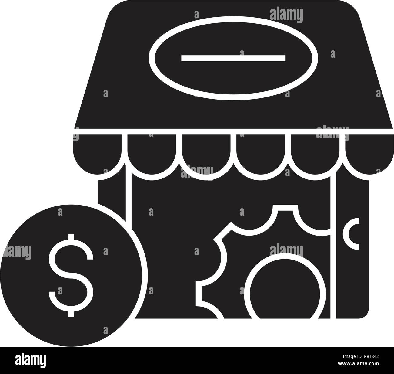Finance settings black vector concept icon. Finance settings flat ...