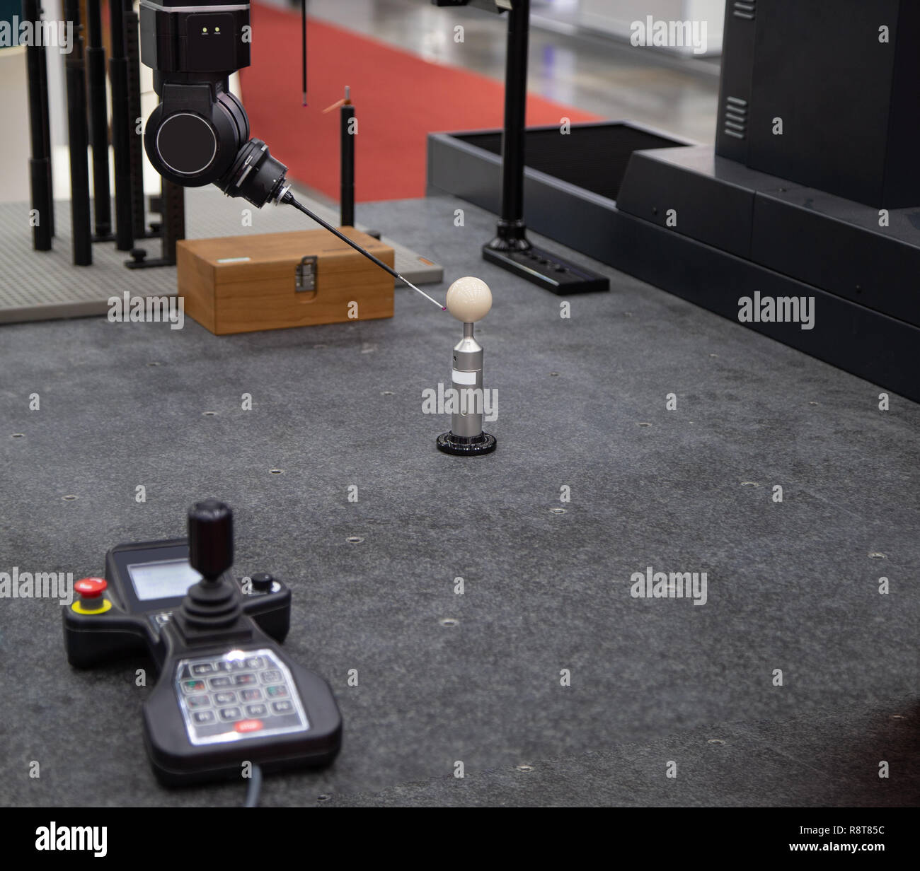 CNC Coordinate Measuring Robotic Machine demonstrate measuring ball ...