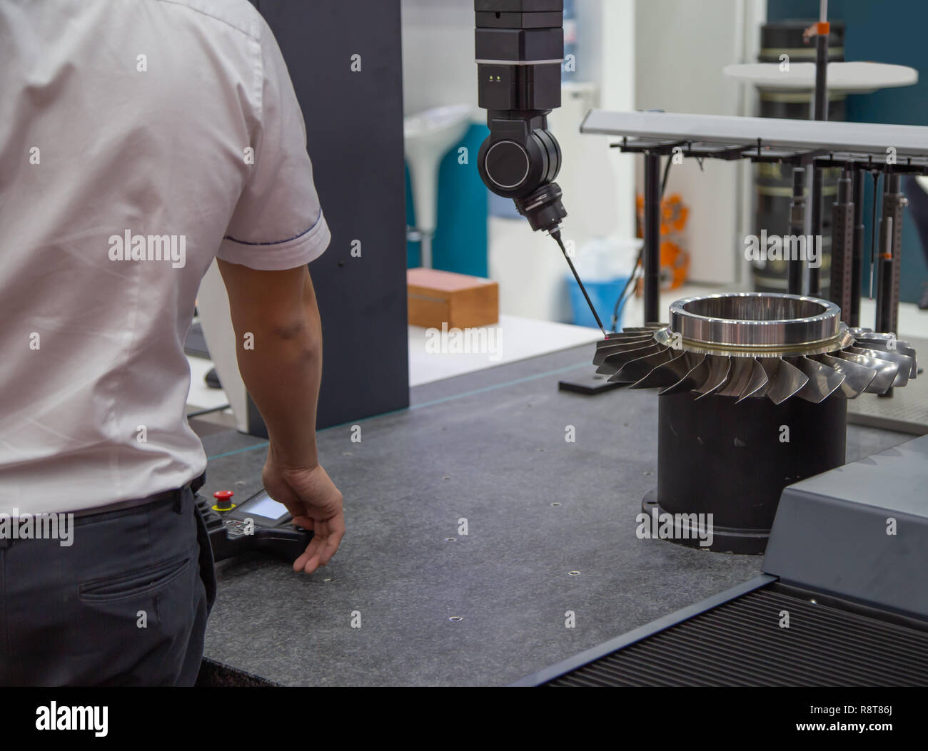 Worker control CMM Coordinate Measuring Robotic Machine measuring ...