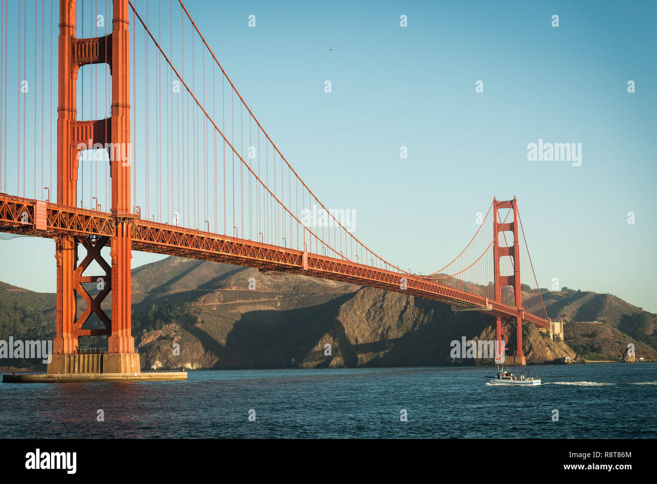 Golden Gate Bridge at sunrise from Fort Point, San Francisco Stock ...
