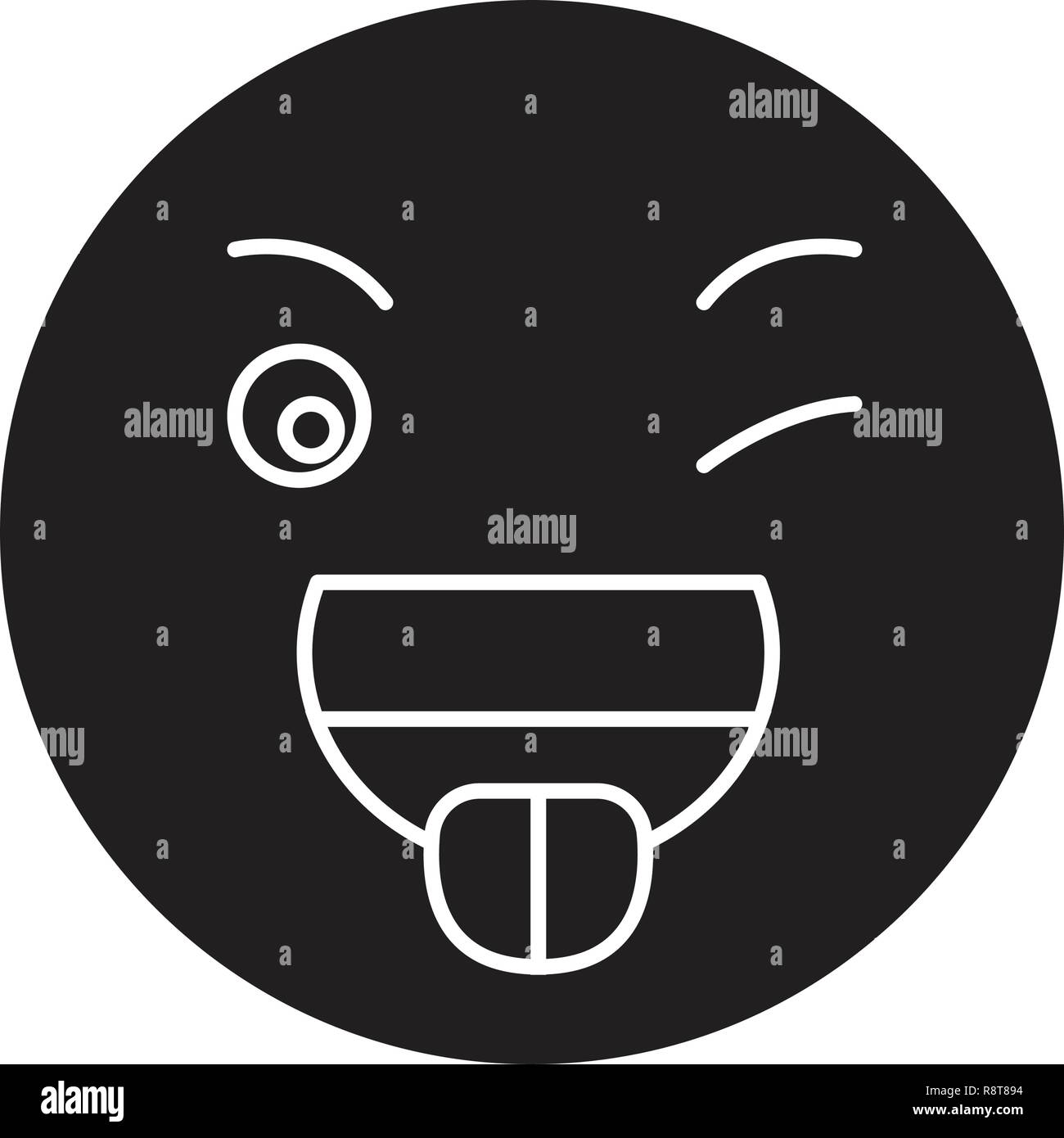 Funny Emoji Black Vector Concept Icon Funny Emoji Flat Illustration