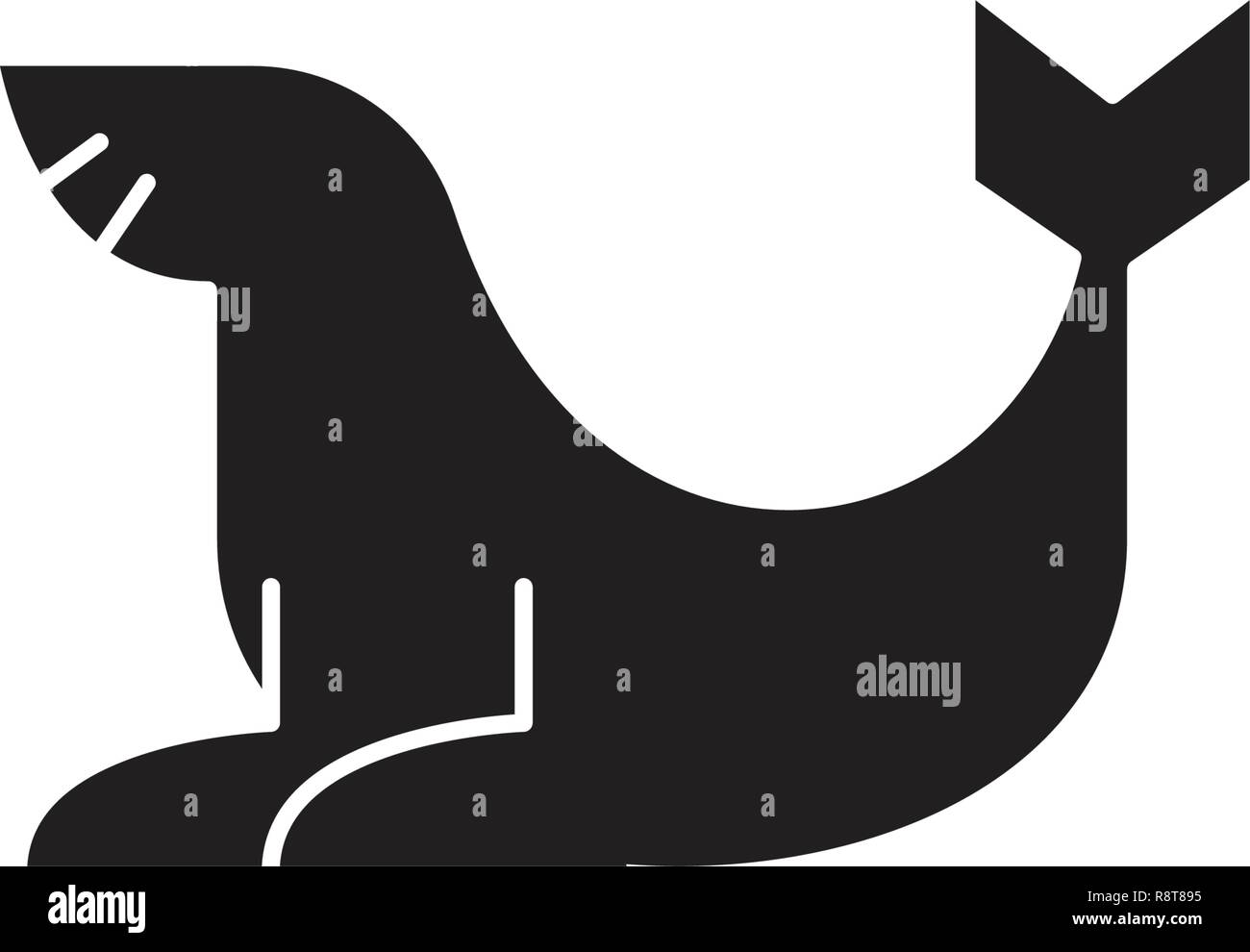 Fur seal black vector concept icon. Fur seal flat illustration, sign ...