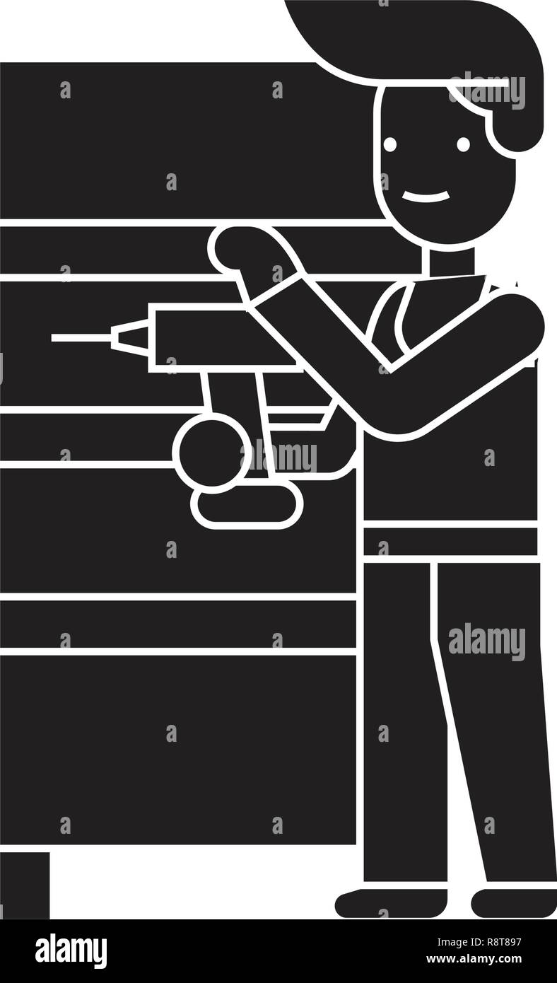 Furniture assembly black vector concept icon. Furniture assembly flat ...