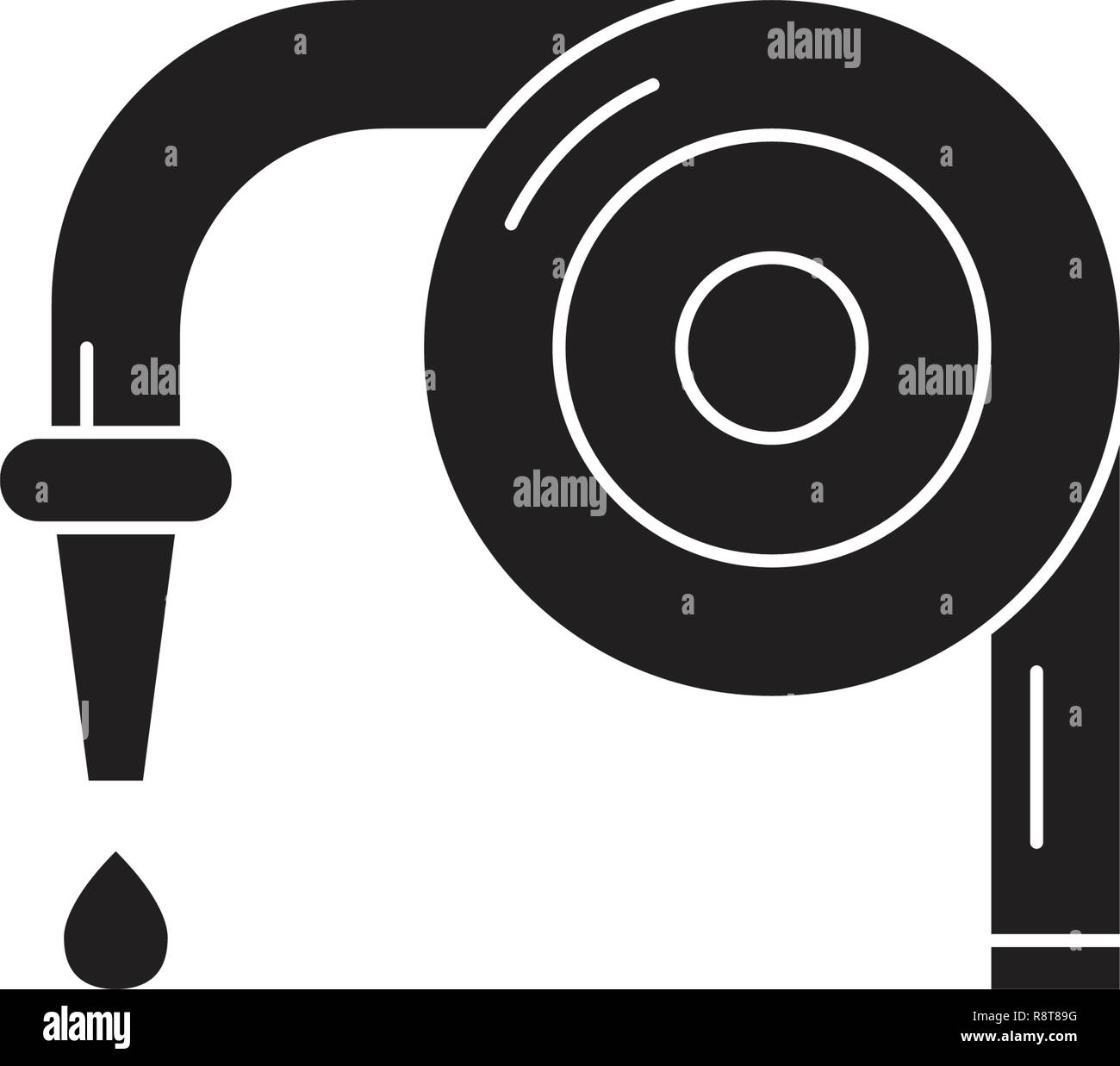 Garden hose black vector concept icon. Garden hose flat illustration ...