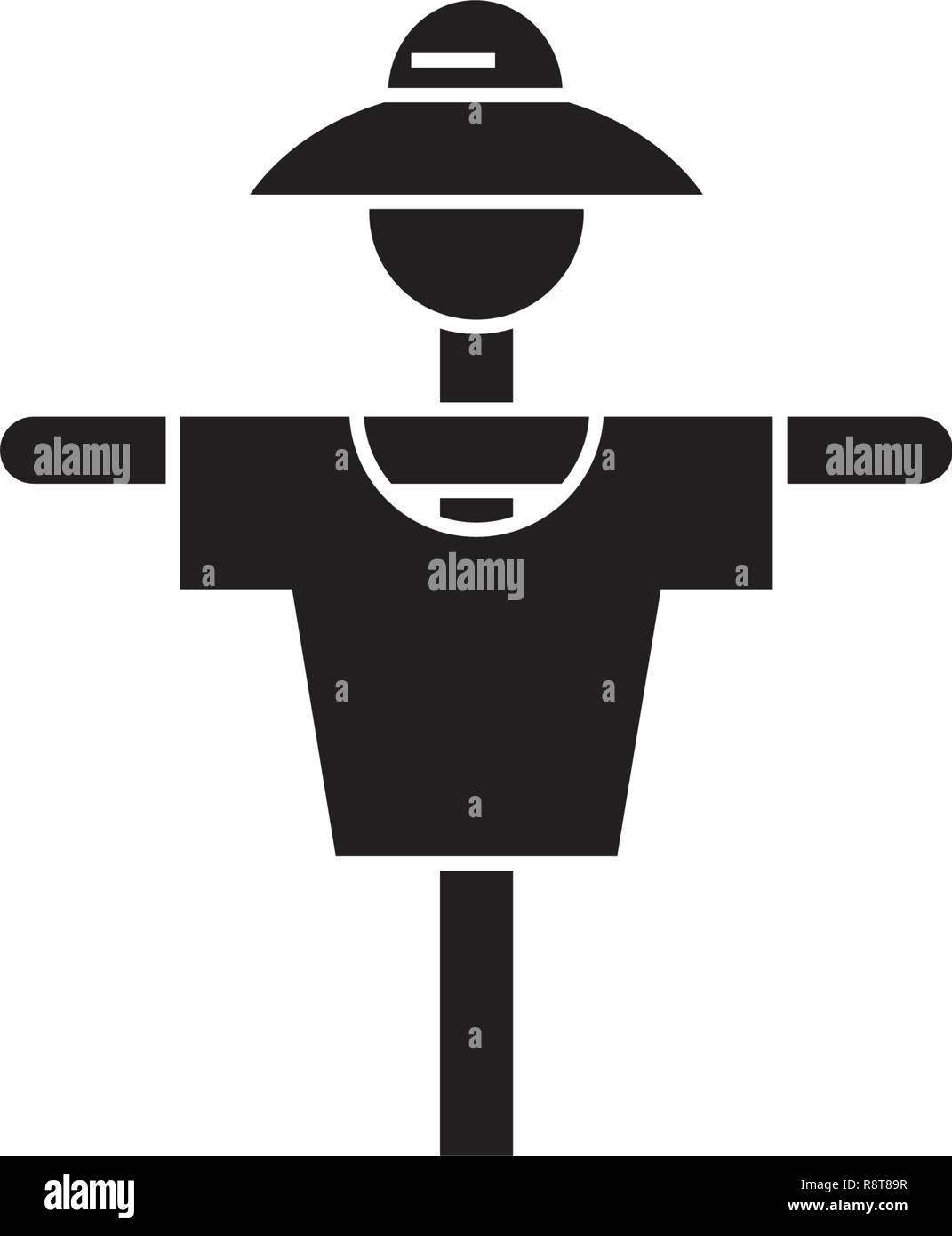 Garden scarecrow black vector concept icon. Garden scarecrow flat ...