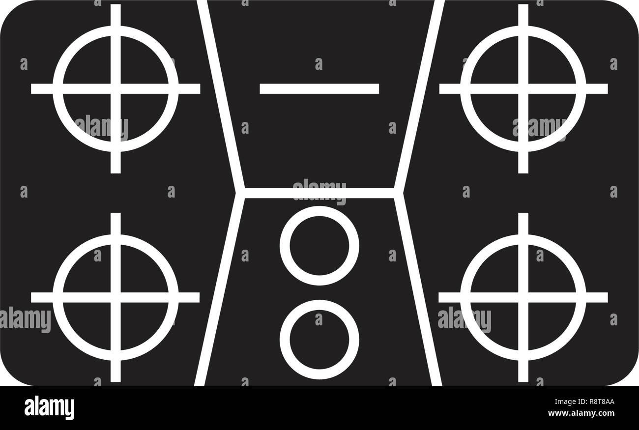 Gas stove black vector concept icon. Gas stove flat illustration, sign ...