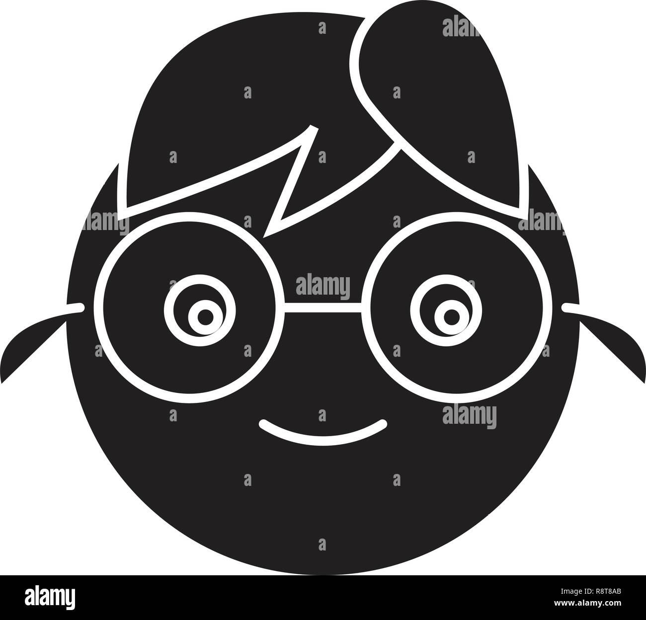 Geek emoji black vector concept icon. Geek emoji flat illustration ...