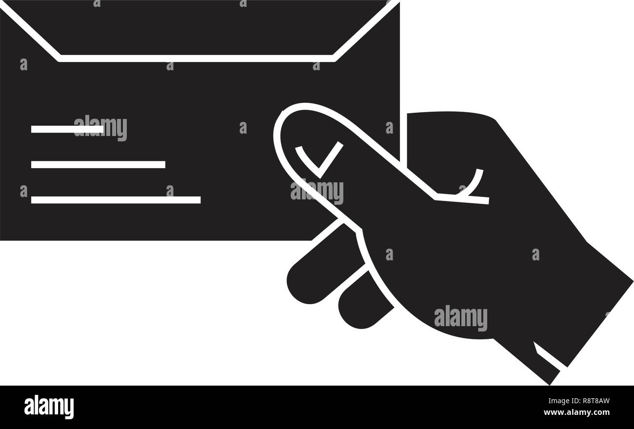 Get mail black vector concept icon. Get mail flat illustration, sign ...