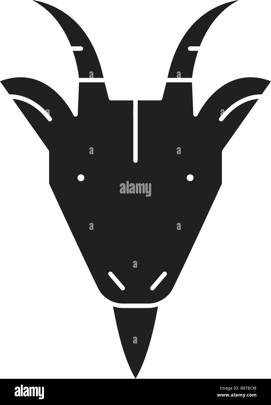 Goat head black vector concept icon. Goat head flat illustration, sign ...
