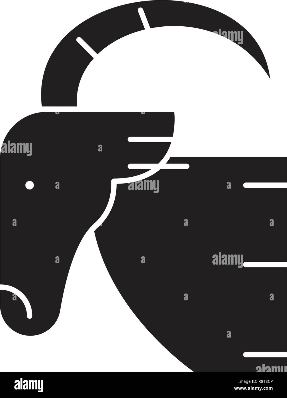 Goat head black vector concept icon. Goat head flat illustration, sign ...