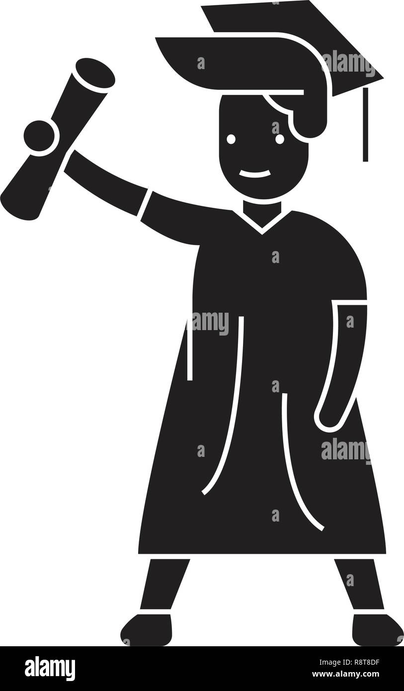 Graduate student black vector concept icon. Graduate student flat ...