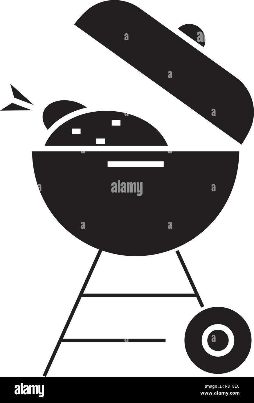 Grill time black vector concept icon. Grill time flat illustration ...